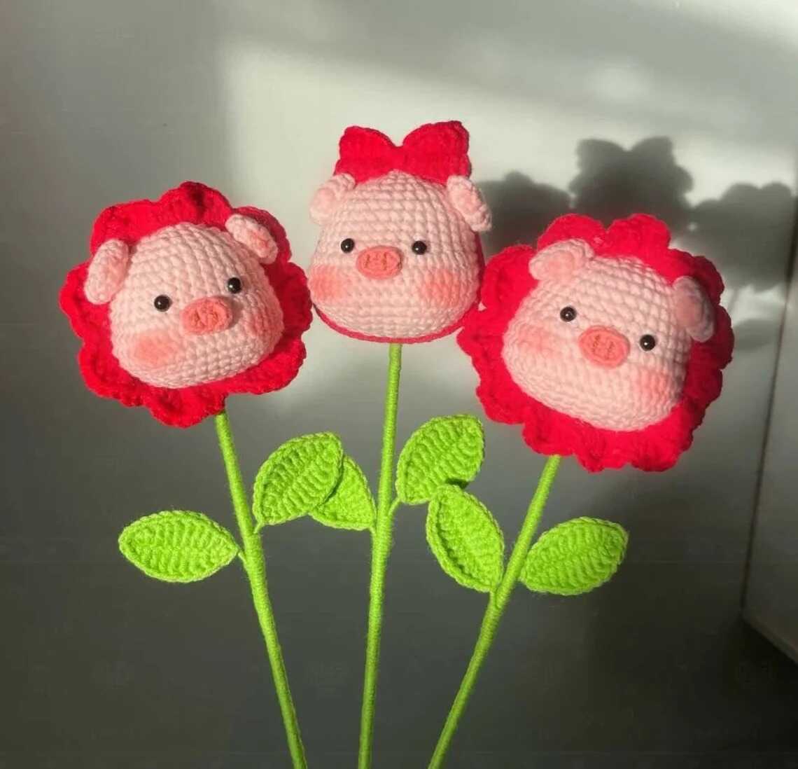 15+ bó hoa heo bằng len| hoa len lợn| đầu heo| bé heo dễ thương shop ...