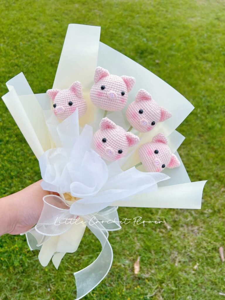 15+ bó hoa heo bằng len| hoa len lợn| đầu heo| bé heo dễ thương shop ...