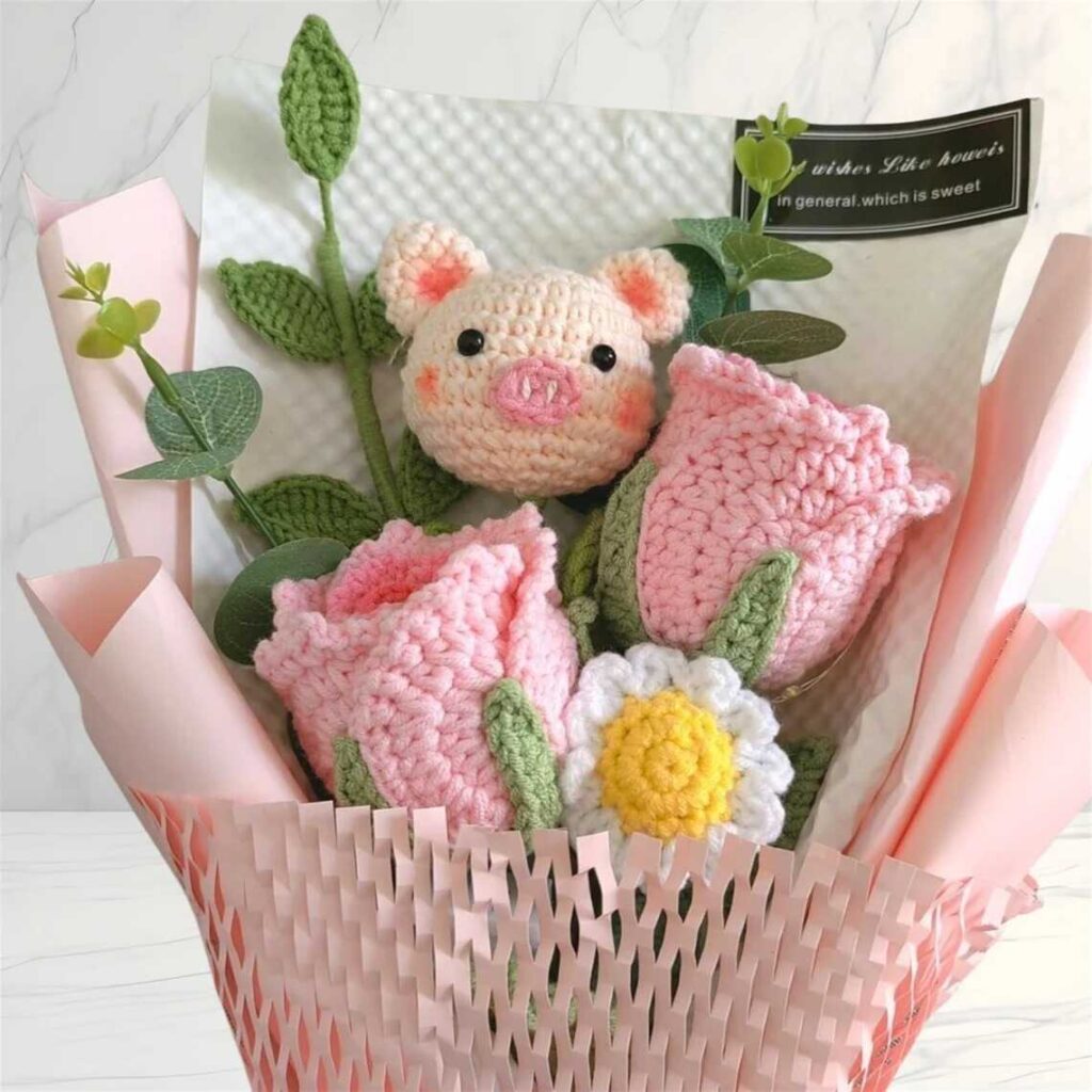 15+ bó hoa heo bằng len| hoa len lợn| đầu heo| bé heo dễ thương shop ...